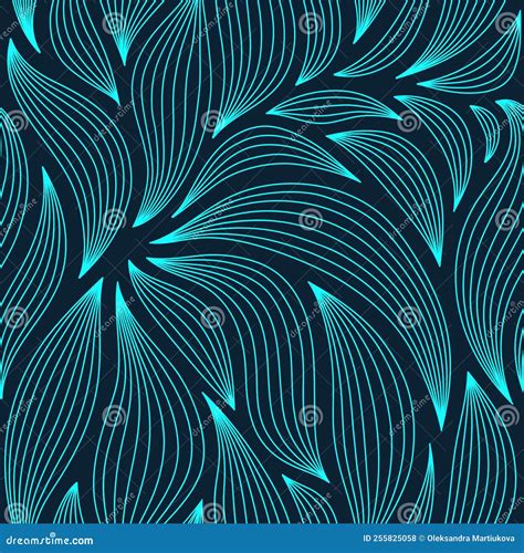 Luxury Seamless Floral Pattern With Striped Leaves Elegant Astract Background In Minimalistic