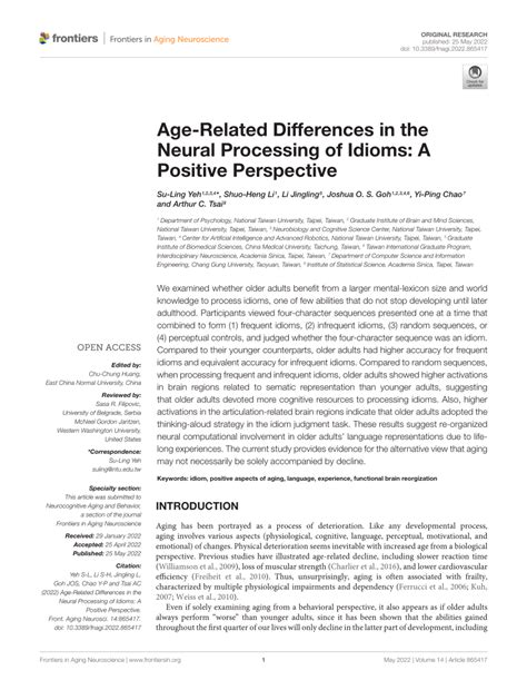 pdf age related differences in the neural processing of idioms a