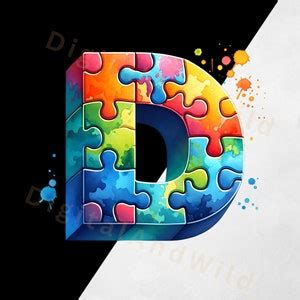 Puzzle Letter D Clipart Digital Image High Quality Png Instant Digital Download