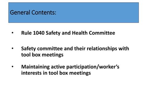 TOOL BOX MEETING PowerPoint Presentation Pptx