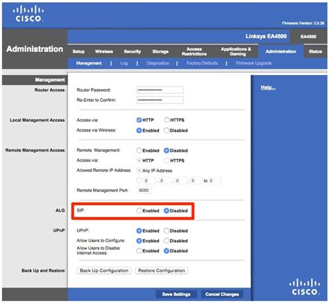 how to disable sip alg for a linksys router