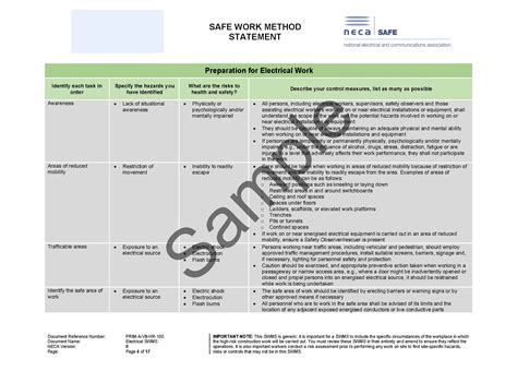 Form 5 Safe Work Method Statement 50 Off