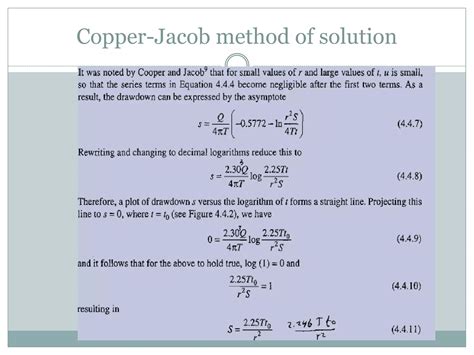 Unsteady Radial Flow In A Confined Aquifer Nonequilibrium Well Pumping Equation Pptx