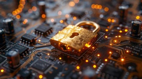 Golden Padlock On Circuit Board Generative Ai Premium Ai Generated Image
