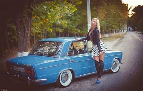 Photo Wallpaper Machine, Girl, Auto, Classic, Lada, - Картинки На ...
