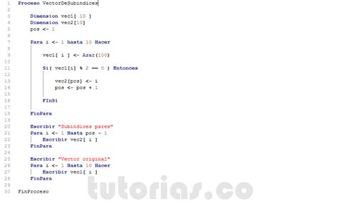 arreglos pseint vector subindices de elementos pares