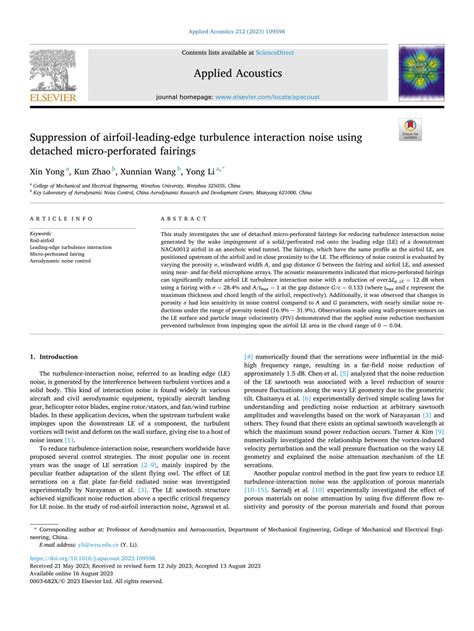 Pdf Suppression Of Airfoil Leading Edge Turbulence Interaction Noise Using Detached Micro