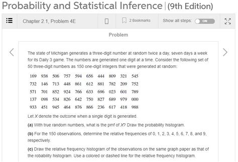 Solved Probability And Statistical Inference Th Edition Chegg