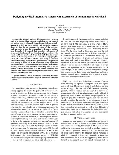 Download Pdf Designing Medical Interactive Systems Via Assessment Of Human Mental Workload