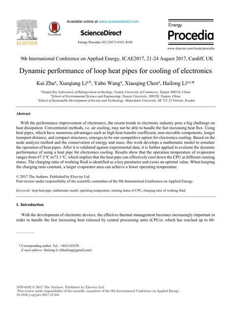 Pdf Dynamic Performance Of Loop Heat Pipes For Cooling Of Electronics