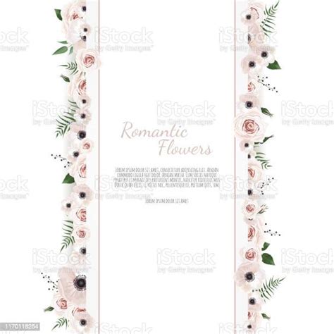 벡터 꽃 디자인 카드입니다 인사말 엽서 결혼식 초대 템플릿입니다 장미와 말미잘이 있는 우아한 프레임 0명에 대한 스톡 벡터 아트 및 기타 이미지 Istock