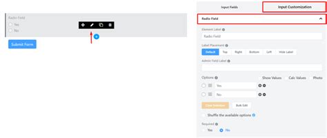 radio button in wp fluent form wordpress plugin