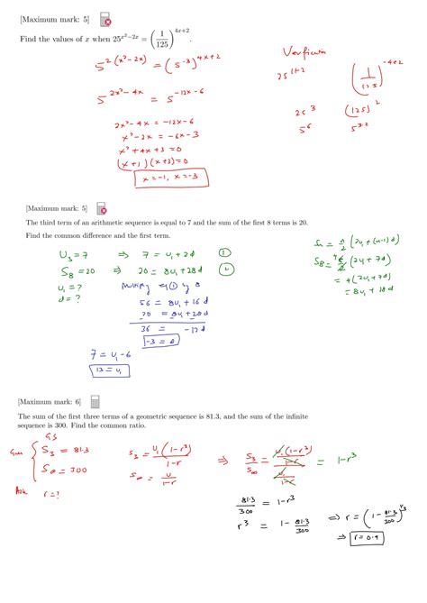 IB SL Questions On Sequence Series Binomial Theorem Practice Sumant