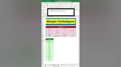 tocol function in excel trending viral ytshorts shorts youtube