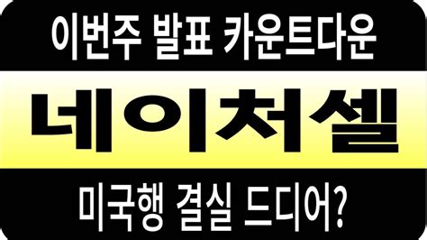 네이처셀 주가이번주 발표 카운트다운미국행 결실 드디어 네이처셀 네이처셀 주가 네이처셀 전망 네이처셀 주식 Youtube