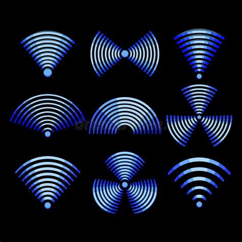 Wireless Signal Wave Set Cartoon Vector Illustration Stock Illustration