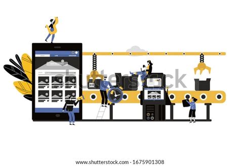 Production Line Workers Automation User Interface Stock Vector Royalty Free 1675901308