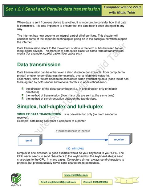 121 Serial And Parallel Data Transmission Sec 12 Serial And Parallel Data Transmission With