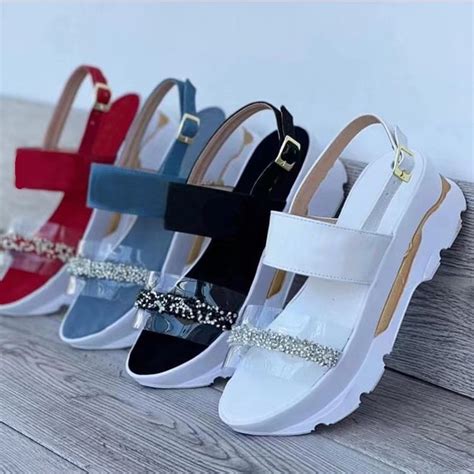 Badu Bg Дамски сандали Летни токчета Сандали с танкетка Обувки за жени с отворени пръсти