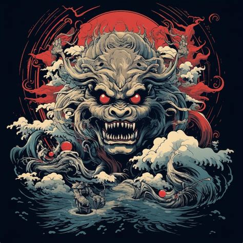 Premium Ai Image Yokai Tshirt Design