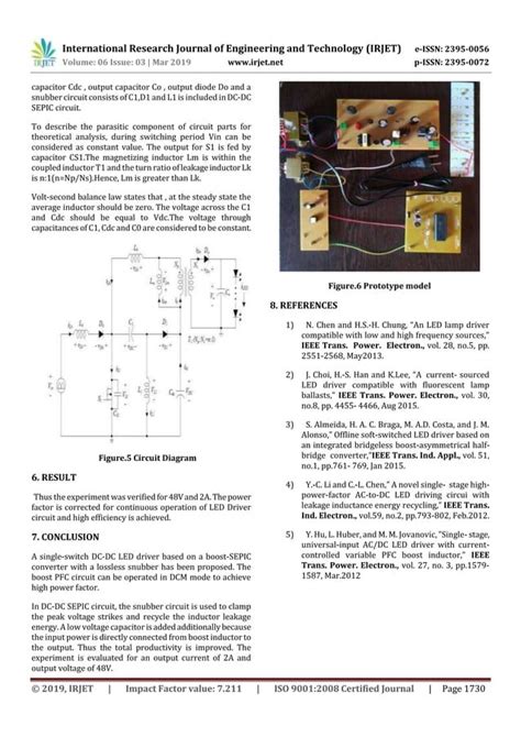 Irjet Design And Implementation Of Single Switch Sepic Converter For Supplying Led Driver