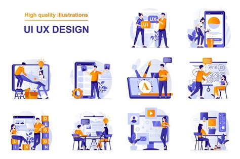 Premium Vector Ui Ux Design Web Concept With People Scenes Set In Flat Style Bundle Of