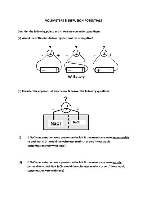 tutorial 2 handout voltmeters and diffusion potentials voltmeters and diffusion potentials