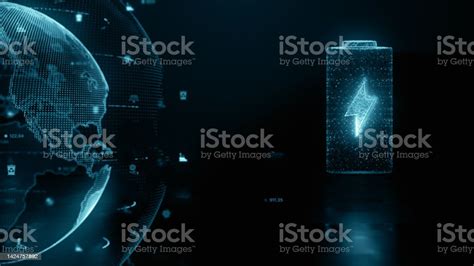 기술 배터리 고출력 전기 에너지 청정 전기를 갖춘 전기 자동차 및 모바일 장치에 배터리 녹색 재생 에너지 배터리 저장 미래 기술 디지털 추상 배경 배터리 전원에 대한 스톡