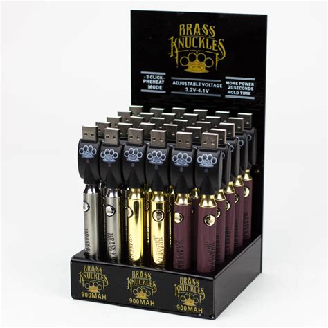 900 Mah Brass Knuckles Vape Battery Display Of 30 One Wholesale Canada