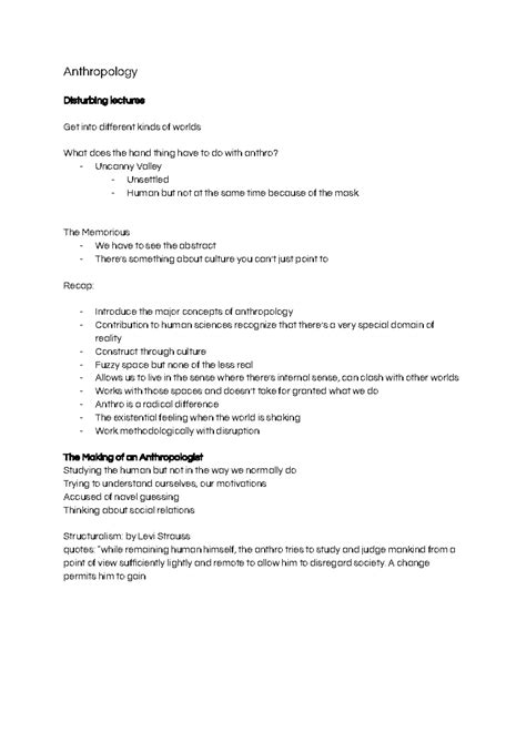 Anth 202 Fall 2019 Notes Taken While The Teacher Was Talking