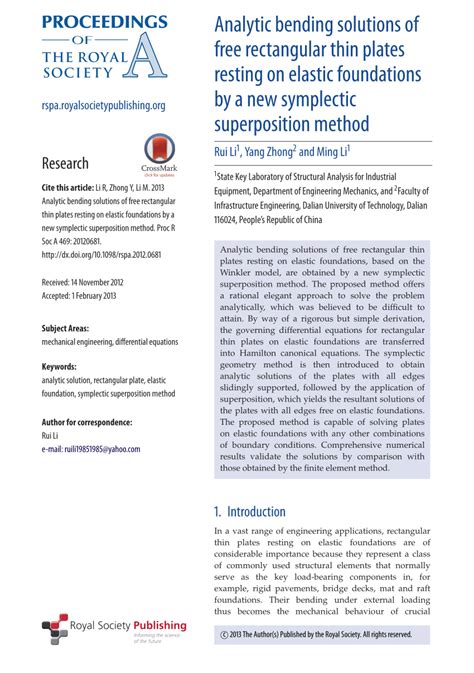 Analytic Bending Solutions Of Free Rectangular Thin Plates Rested On Elastic Foundations By A