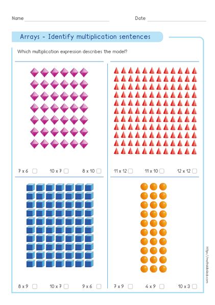 Identify Multiplication Expressions Using Arrays Arrays To Show