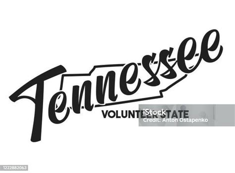 테네시 벡터 실루엣입니다 별명 자원 봉사 국가 미국 영토의 손으로 그린 그림지도입니다 이미지 미국 포스터 배너 프린트 장식 미국 카드 티셔츠 T 셔츠에 대한 스톡 벡터 아트