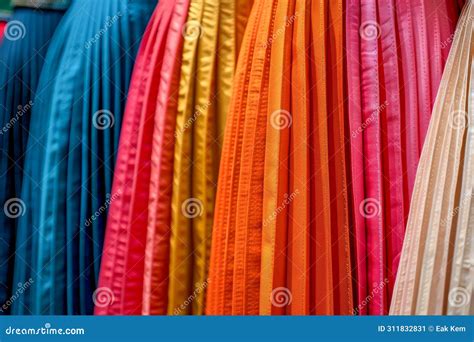 Vibrant Array Of Multicolored Fabric Rolls Arranged In A Colorful