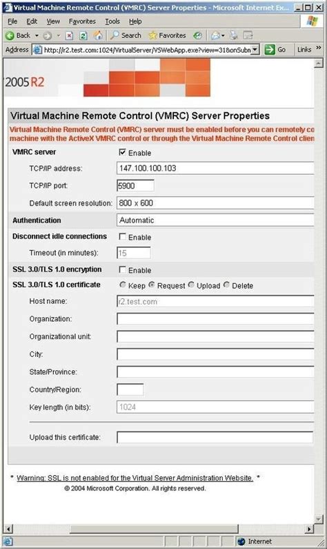 Microsoft Virtual Server 2005 R2 Screenshots Techrepublic
