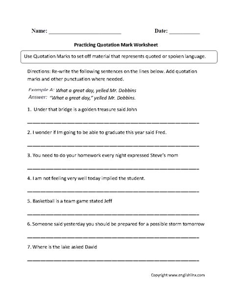 Quotation Marks Worksheets TheWorksheets CoM TheWorksheets Com Worksheets Library