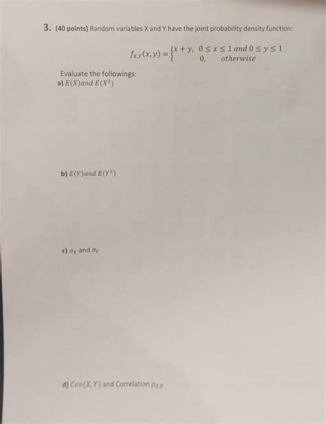 3 40 points random variables x and y have the
