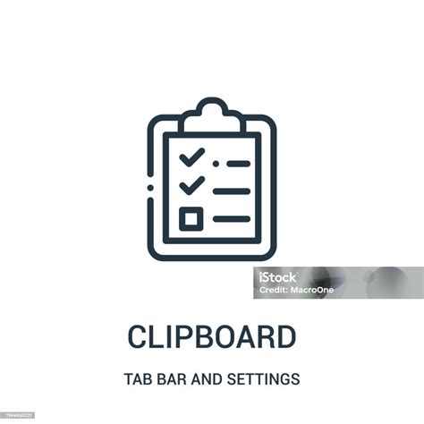 탭 모음 및 설정 컬렉션에서 클립 보드 아이콘 벡터 얇은 선 클립 보드 개요 아이콘 벡터 일러스트 레이 션입니다 0명에 대한 스톡 벡터 아트 및 기타 이미지 Istock