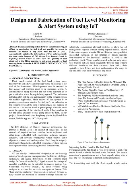pdf design and fabrication of fuel level monitoring and alert system