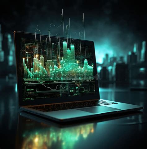 Application Of Laptop With Business Graph Analytical Data Trend Analysis And Concept Of