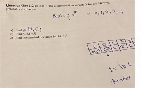 Solved Question One Points The Discrete Random Chegg Com