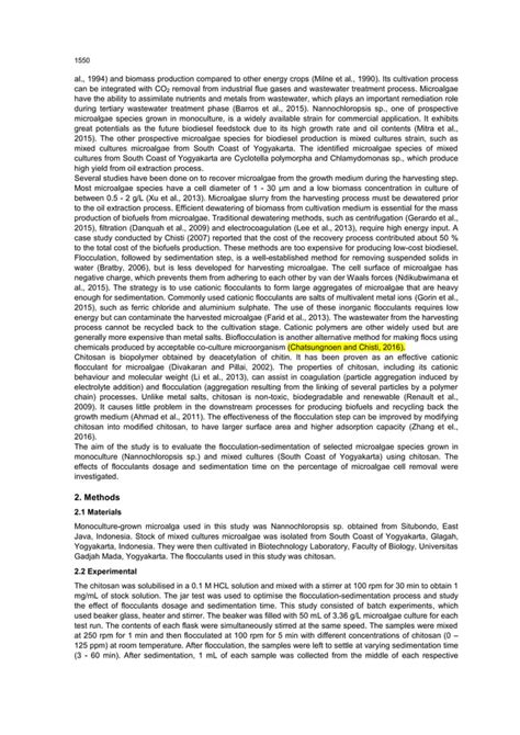 Chitosan Flocculation Sedimentation For Harvesting Selected Microalgae Species Grown In