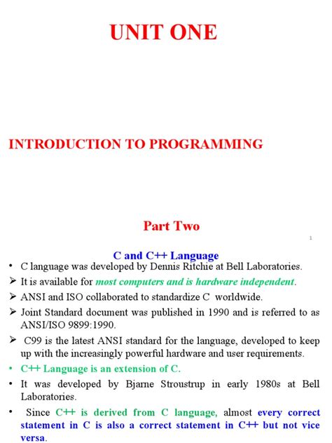 Unit One Introduction To Programming Pdf Computer Program