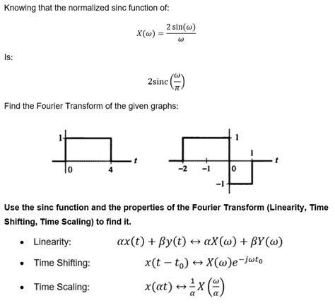 Solved Knowing That The Normalized Sinc Function Of Xw 2