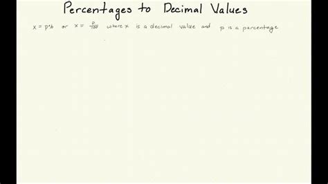 Percentages To Decimal Values