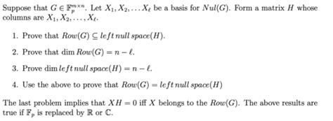 solved suppose that g € fmxn let x1 x2 xe be a basis