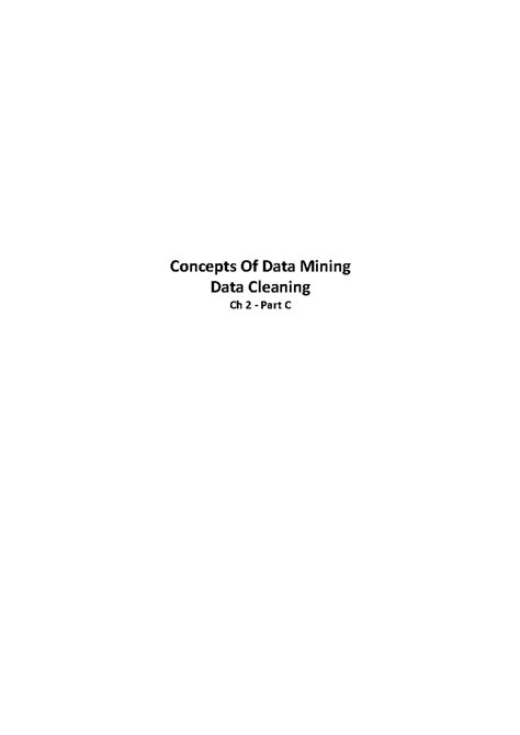 Data Mining Ch2 Part C Data Cleaning Concepts Of Data Mining Data