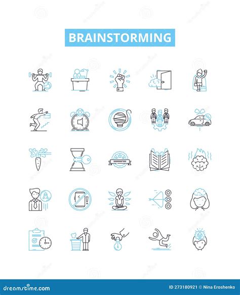 Brainstorming Vector Line Icons Set Ideating Brainstorming