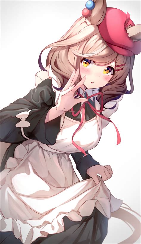 Maid Outfit Maid Blushing Lifting Dress Hd Phone Wallpaper Rare Gallery