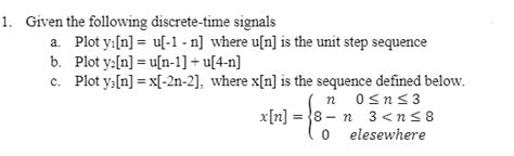 Solved Given The Following Discrete Time Signals A Plot Chegg Com